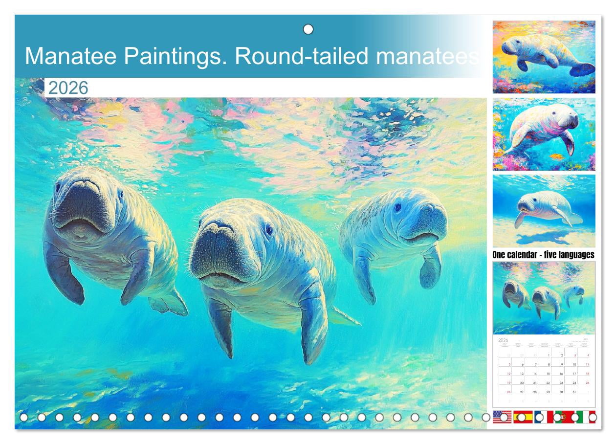 Manatee Paintings. Round-tailed manatees in oil painting style (Monthly ...
