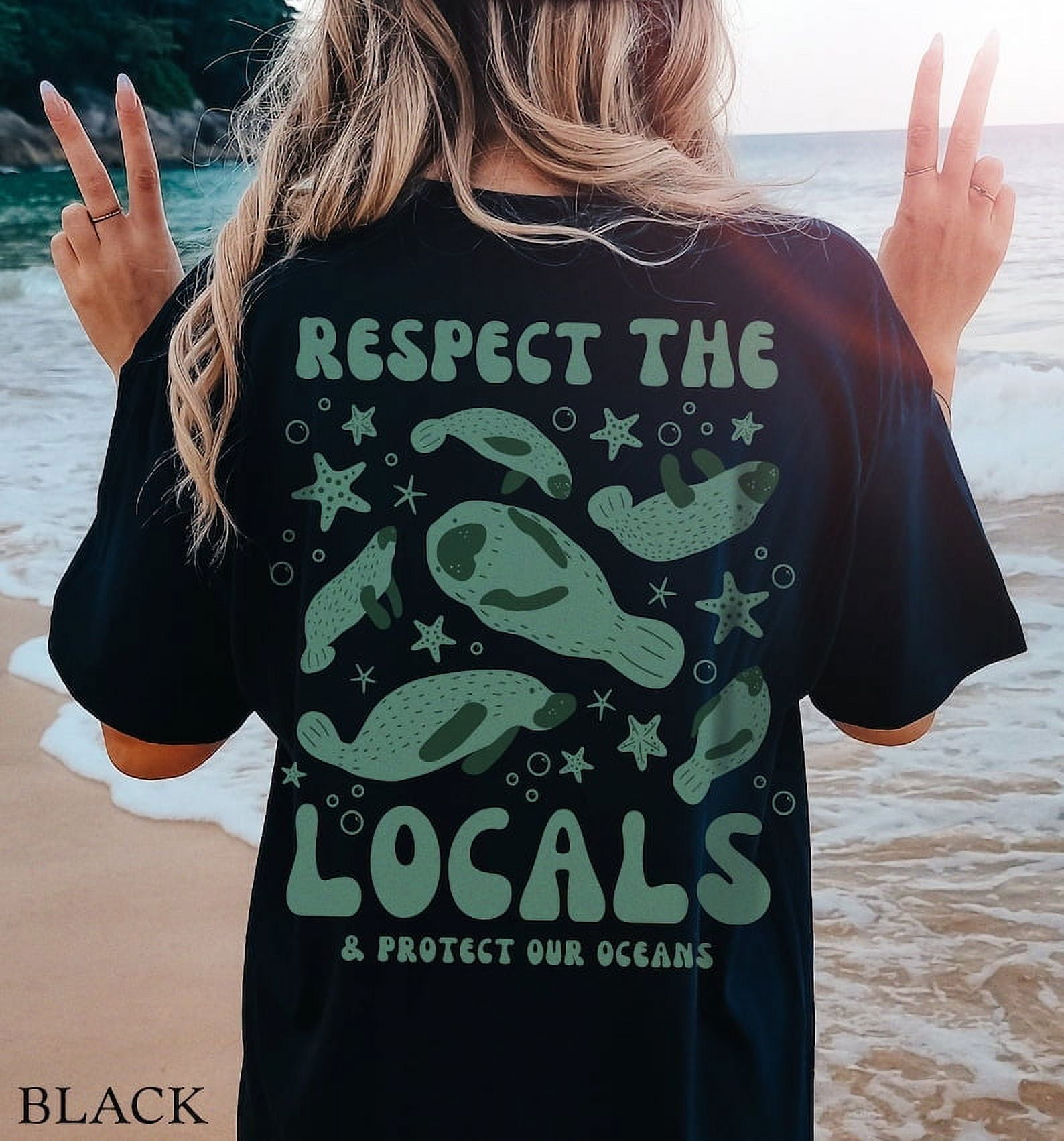 Manatee Shirt Respect The Locals Ocean Animal Shirt Coconut Girl Ocean ...