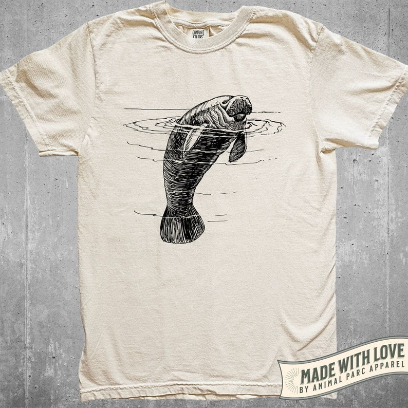 Manatee Vintage T Shirt, Cute Manatee Graphic Tee, Ocean Creatures Sea ...