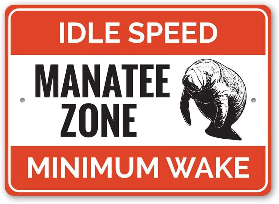 Manatee Zone Idle Speed, Minimum Wake, Manatee Protection Sign, Coast ...