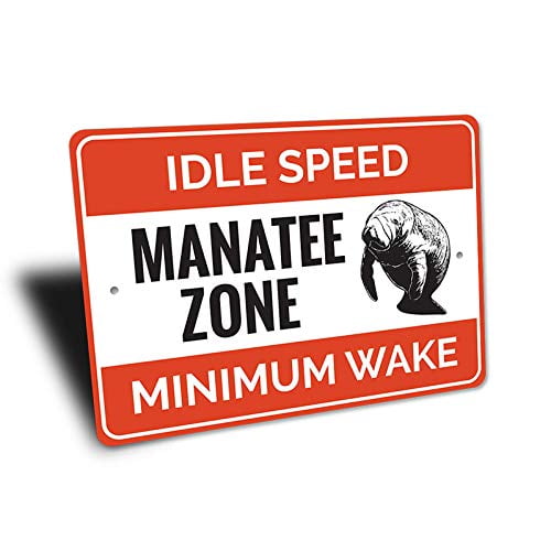 Manatee Zone Idle Speed, Minimum Wake, Manatee Protection Sign, Coastal ...