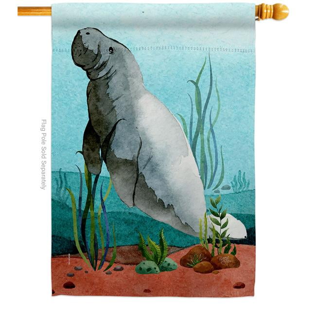 Manatees Animals Sea Creature 28 x 40 in. Double-Sided Decorative ...