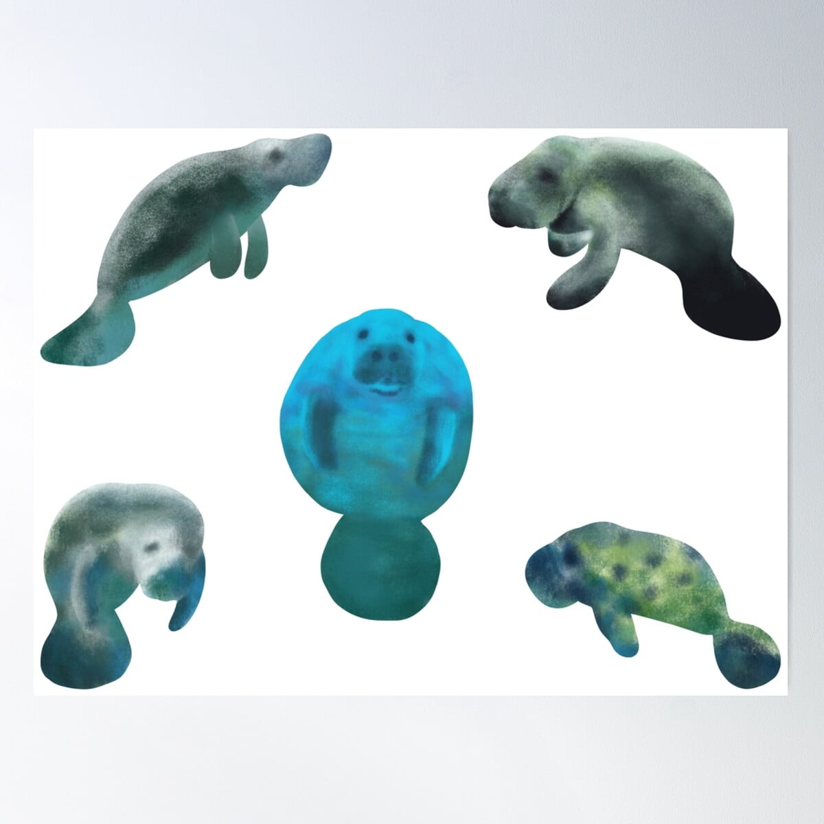 Manatees Poster Wall Art, Modern Wall Decor For Living Room Bedroom ...