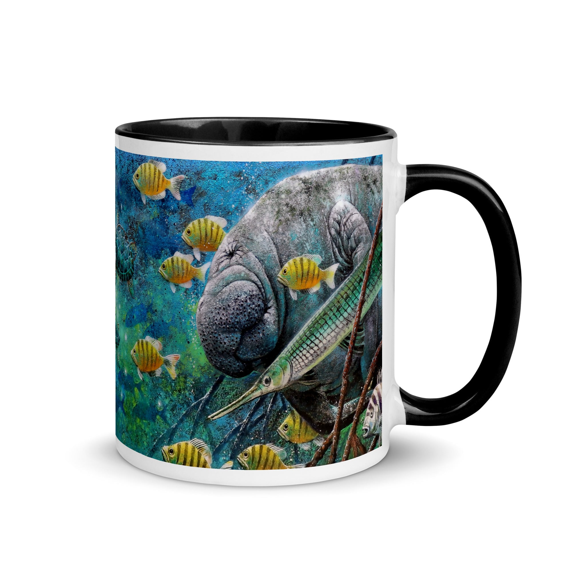Manatees and Sea Turtle Aquatic Florida Aquatic Scene Coffee Mug ...