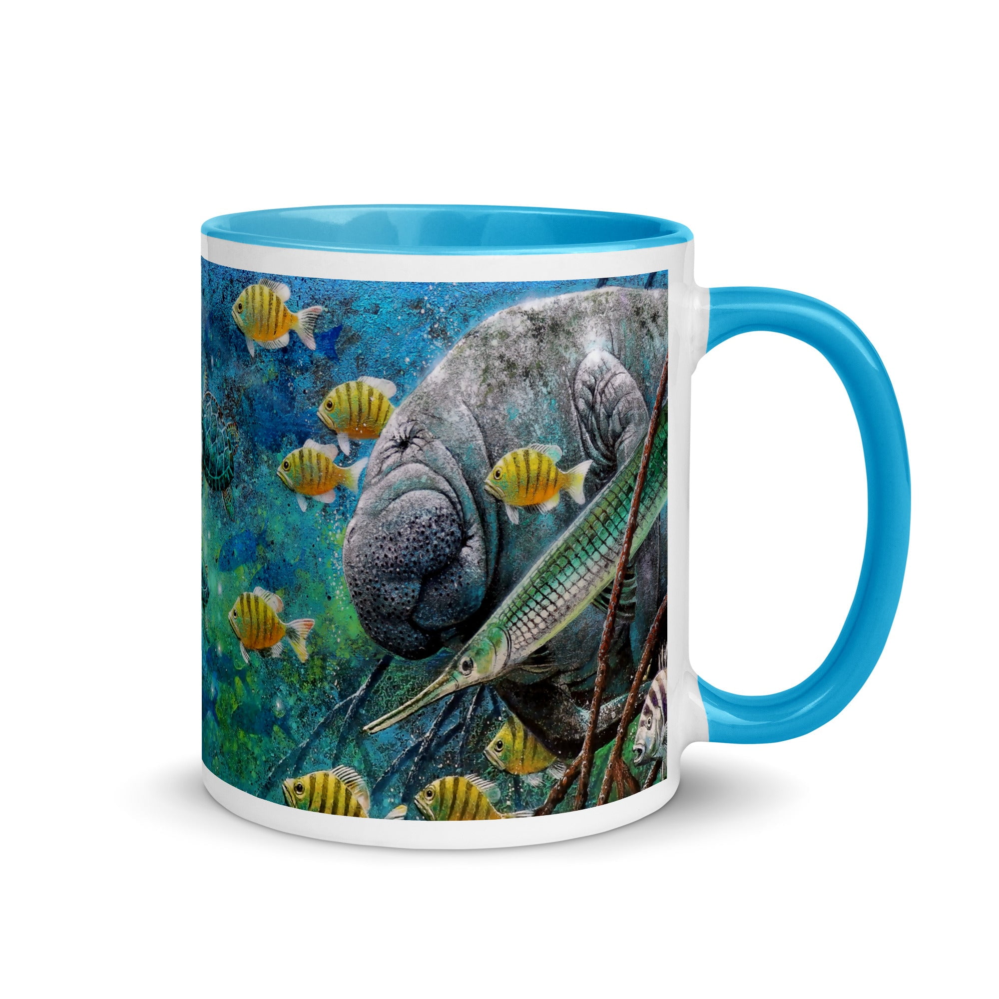 Manatees and Sea Turtle Aquatic Florida Aquatic Scene Coffee Mug ...