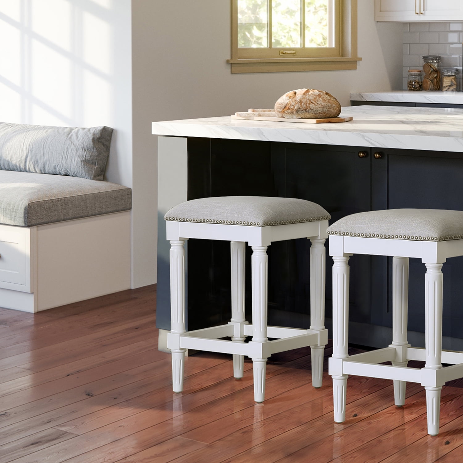 Manchester 27in.H Square Counter Stool- Alabaster White - Walmart.com