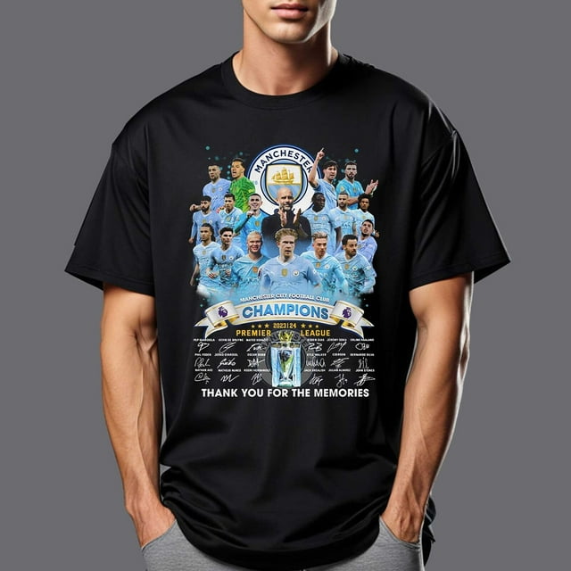 Manchester City Premier League Champions 2024 T-shirt - Walmart.com