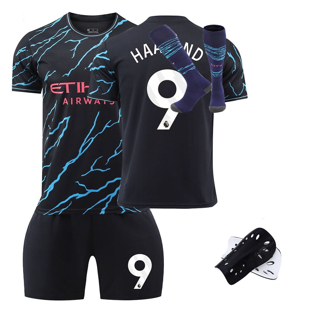 Manchester Home Away Kids Soccer Jersey Kit Shorts Socks Knee pads Set ...