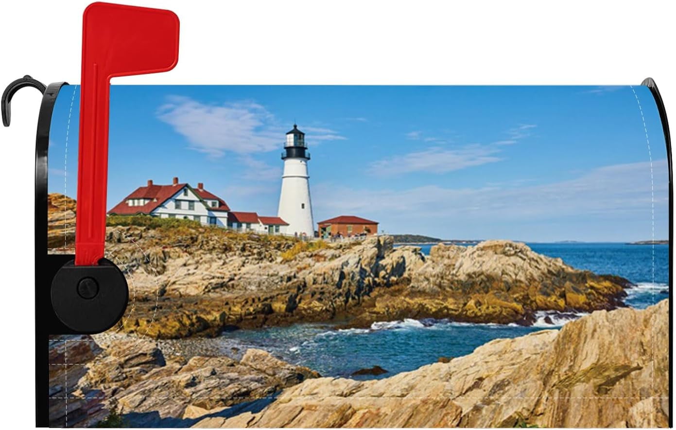 Manchester Mailbox Cover Rock Lighthouse Red House Seaside Magnetic ...