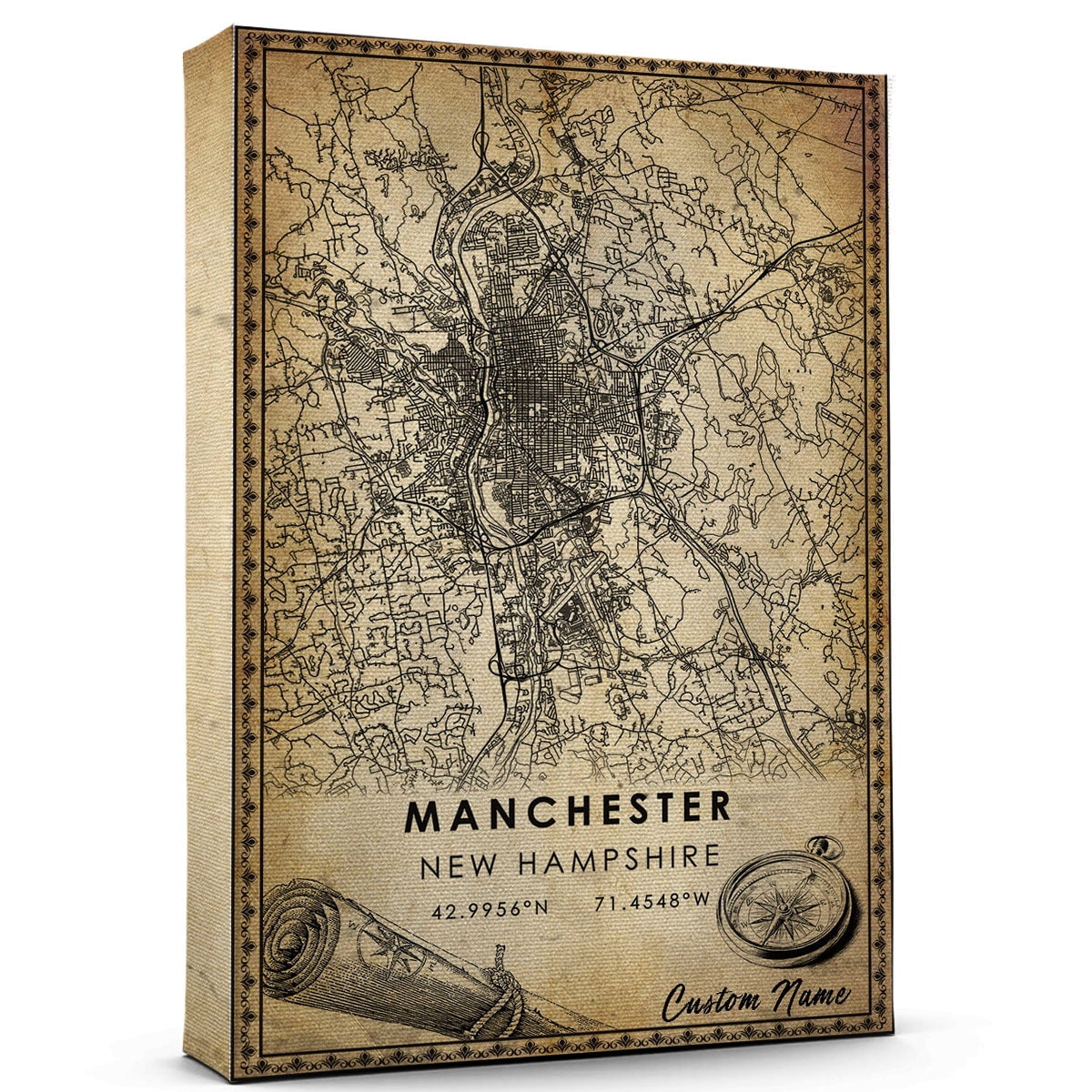Manchester Map Poster, New Hampshire Map Art Poster, Canvas Manchester ...