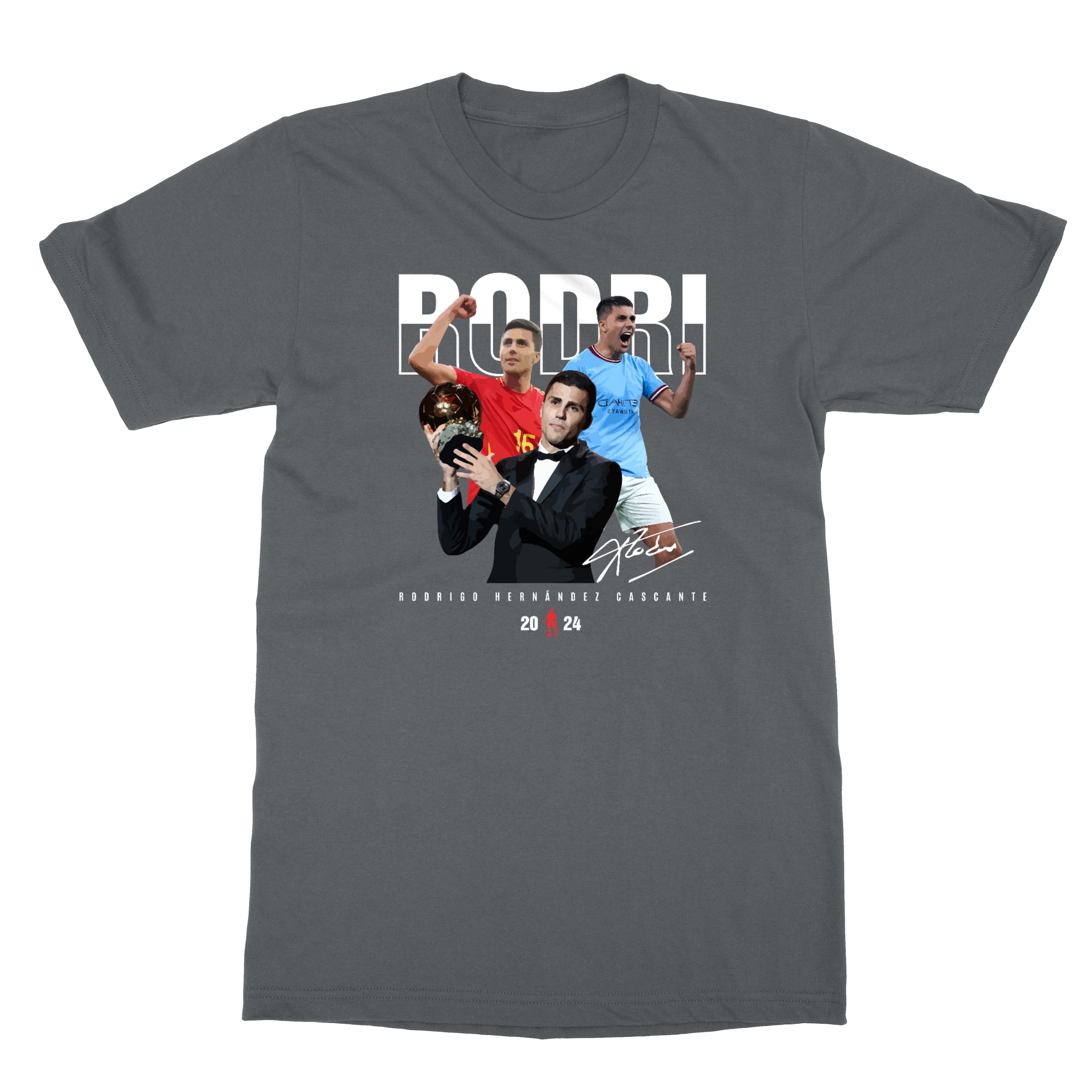 Manchester Star Trophy Tribute Tee - Golden Rodri Unisex T-Shirt (Gray ...