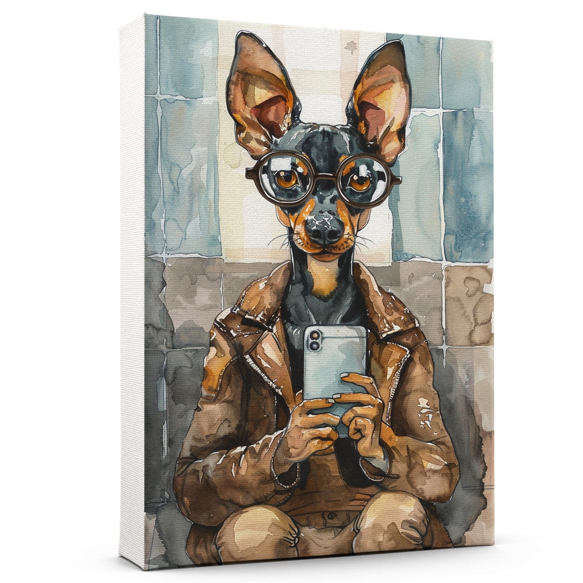 Manchester Terrier Dog Siting On Toilet Poster Unframe, Manchester ...