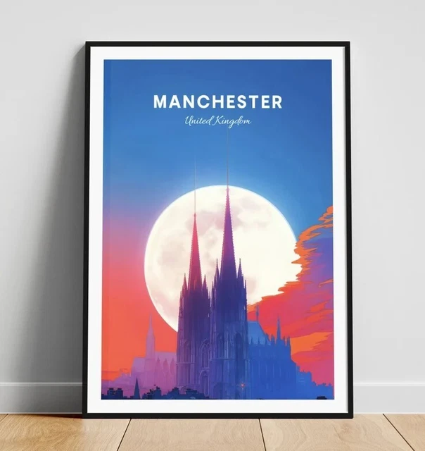 Manchester Travel Print - United Kingdom Wall Art, Manchester Poster ...