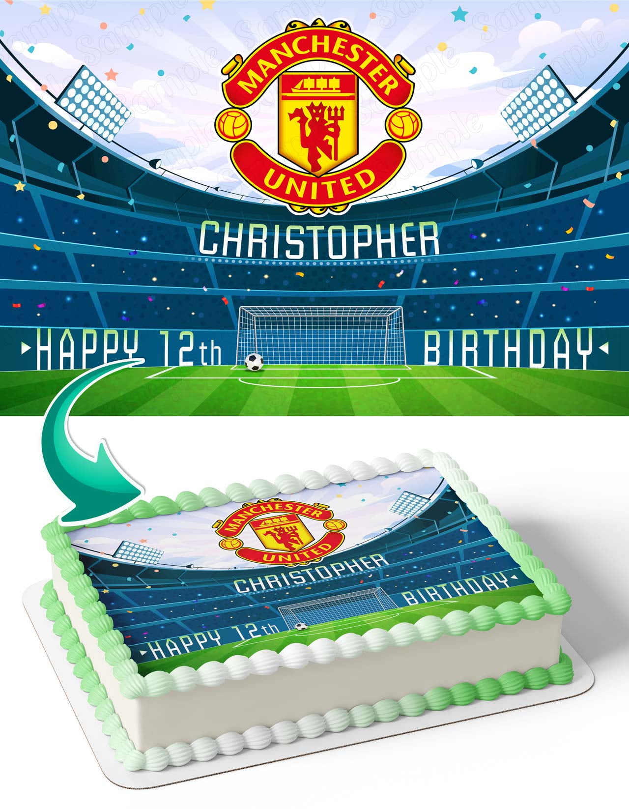 Manchester United FC Edible Cake Image Topper Birthday Cake Picture ...