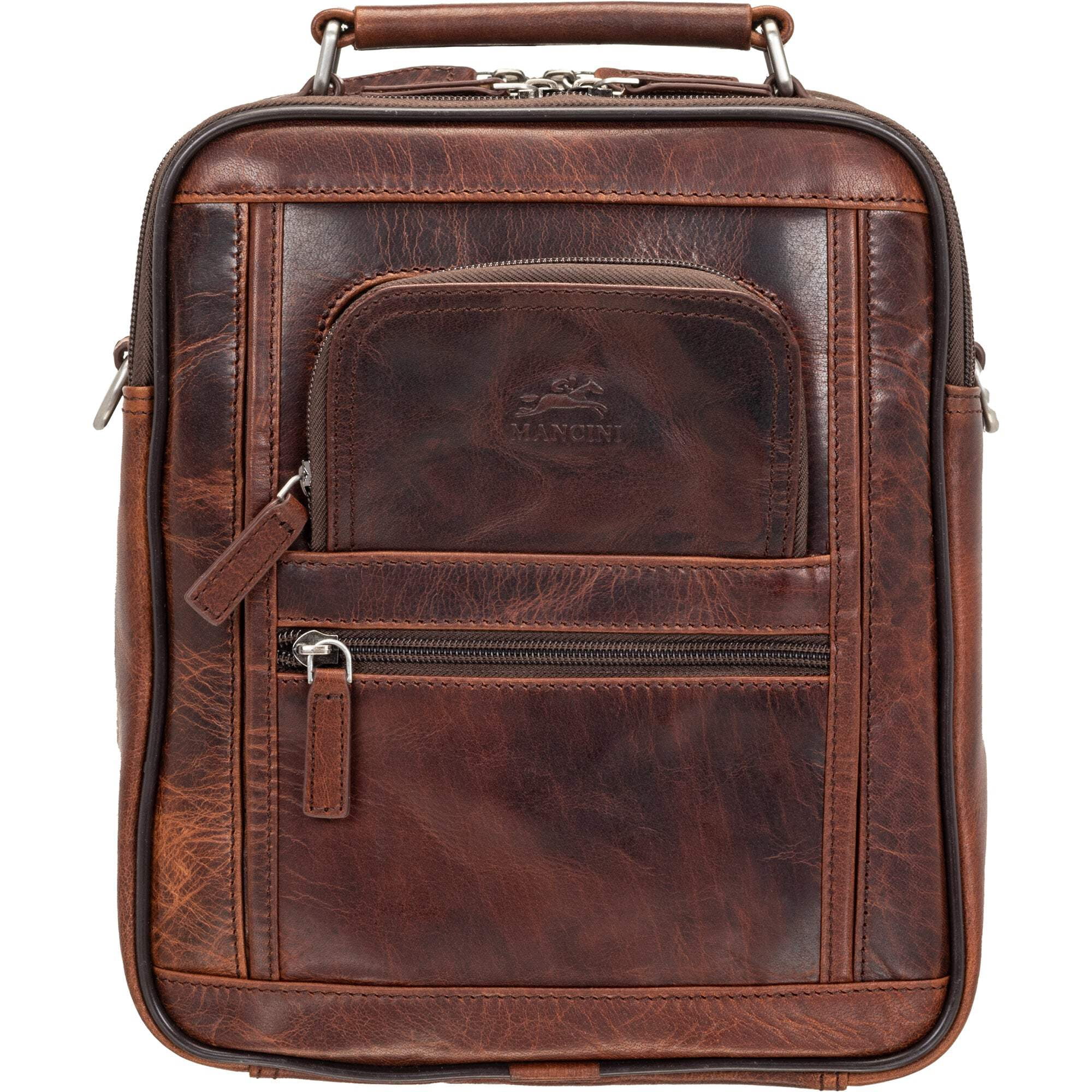Mancini Buffalo leather Double Compartment Unisex Bag - Walmart.com