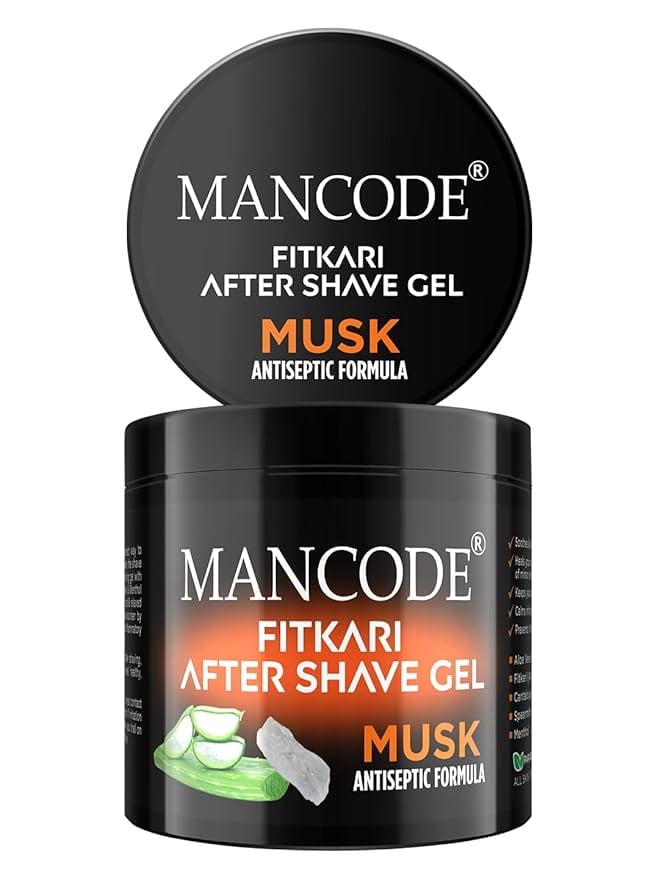 Mancode Fitkari After Shave Gel Musk for Men | Post Shave Gel | Treats ...