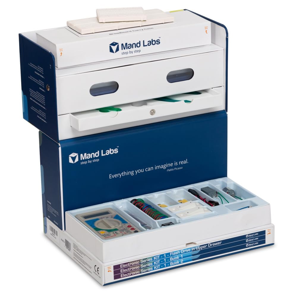 Mand Labs Electronic Series KIT-1 Premium Edition (Version 4) - STEM Kit with 60 Projects, 165 ...