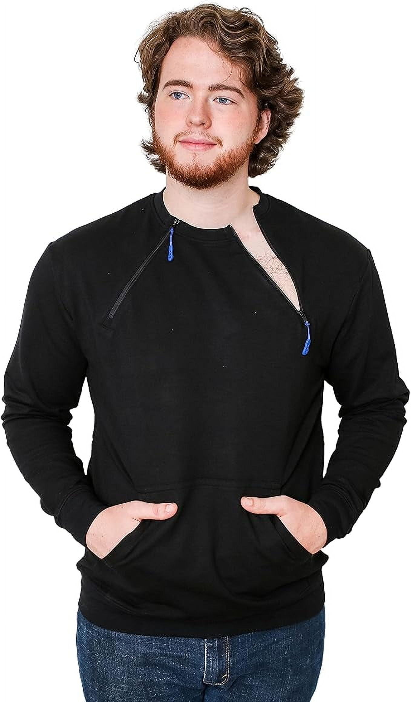 MandMcares Chest Port Access Warm Sweater with Kangaroo Pocket Unisex ...