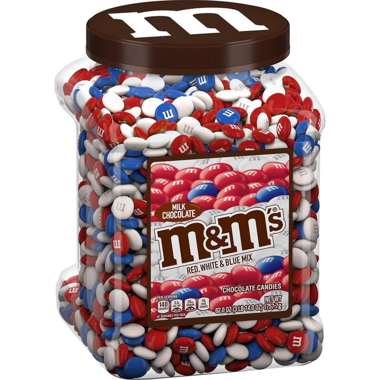 M&M'S Milk Chocolate Patriotic Candy Mix, Red White and Blue, 62 oz ...