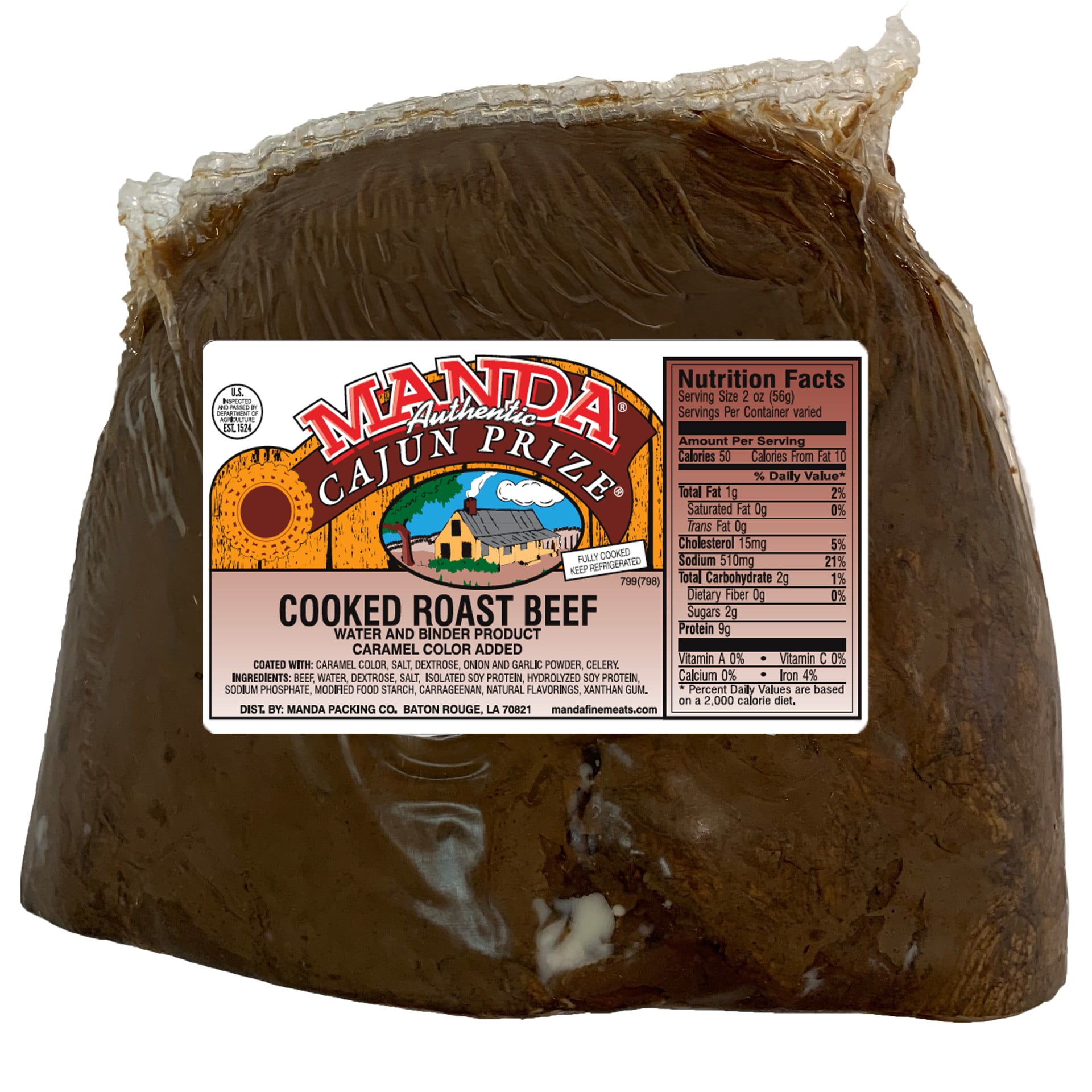 Manda Fine Meats Cajun Rite Whole Muscle Top Round Cooked Beef, Deli ...