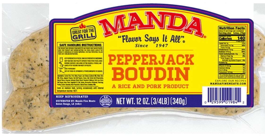 Manda Pepperjack Boudin Sausage Links, 12 oz (Refrigerated) - Walmart.com