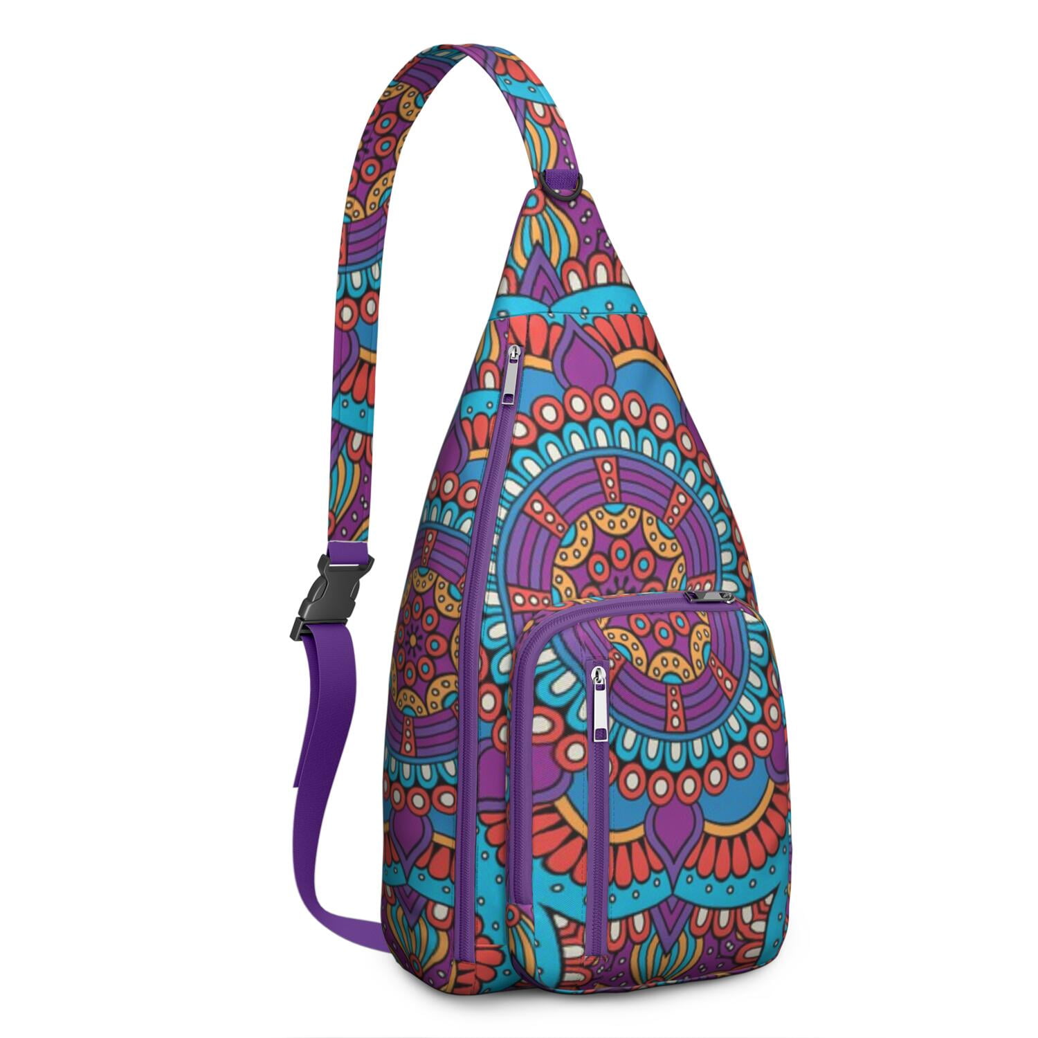 Mandala Art Crossbody Bag Water Resistant Fabric with Spacious ...