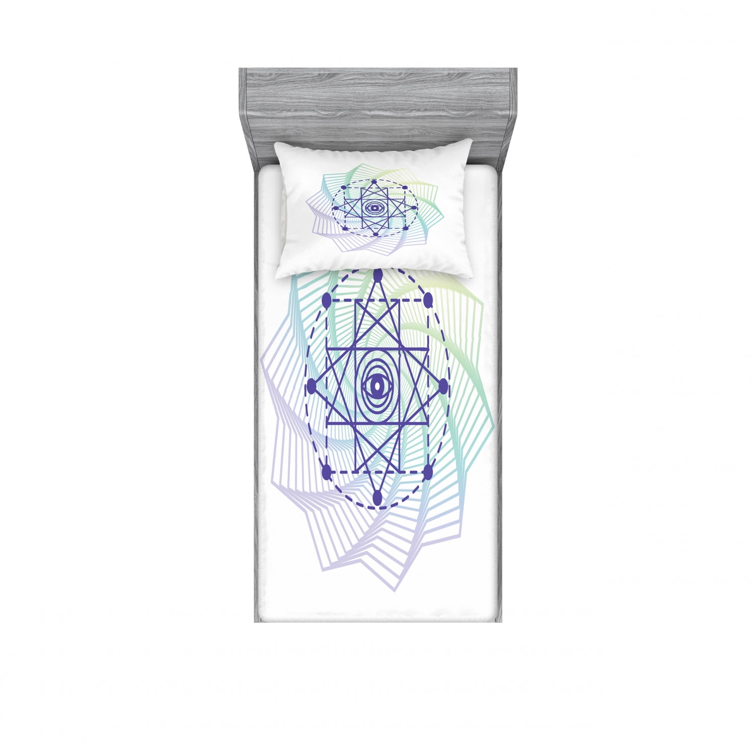 Mandala Bedding Set with Sheet & Covers, Geometry Alchemy with Edged ...