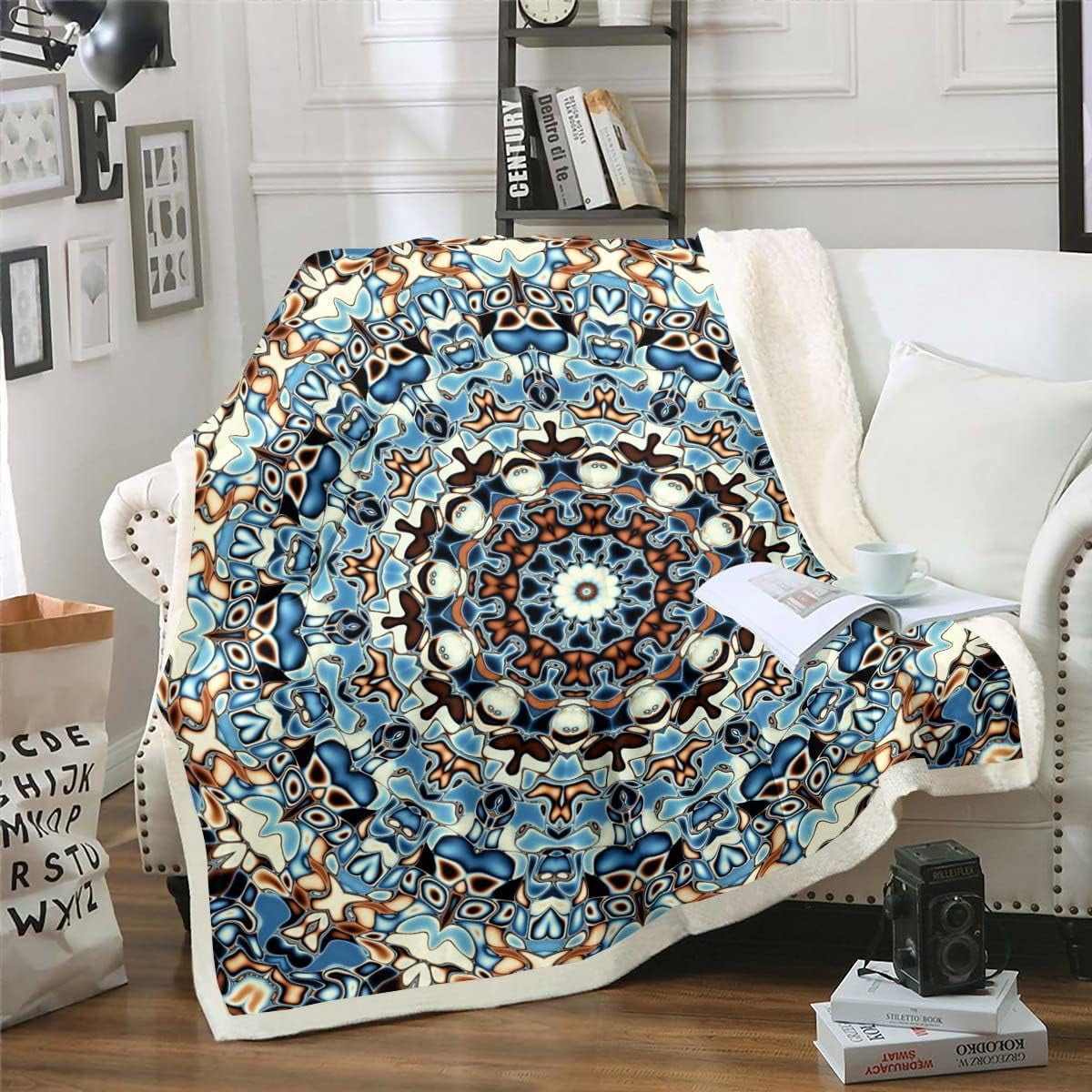 Mandala Blanket Persian Oriental Throw Blanket for Bed, Abstract Art ...