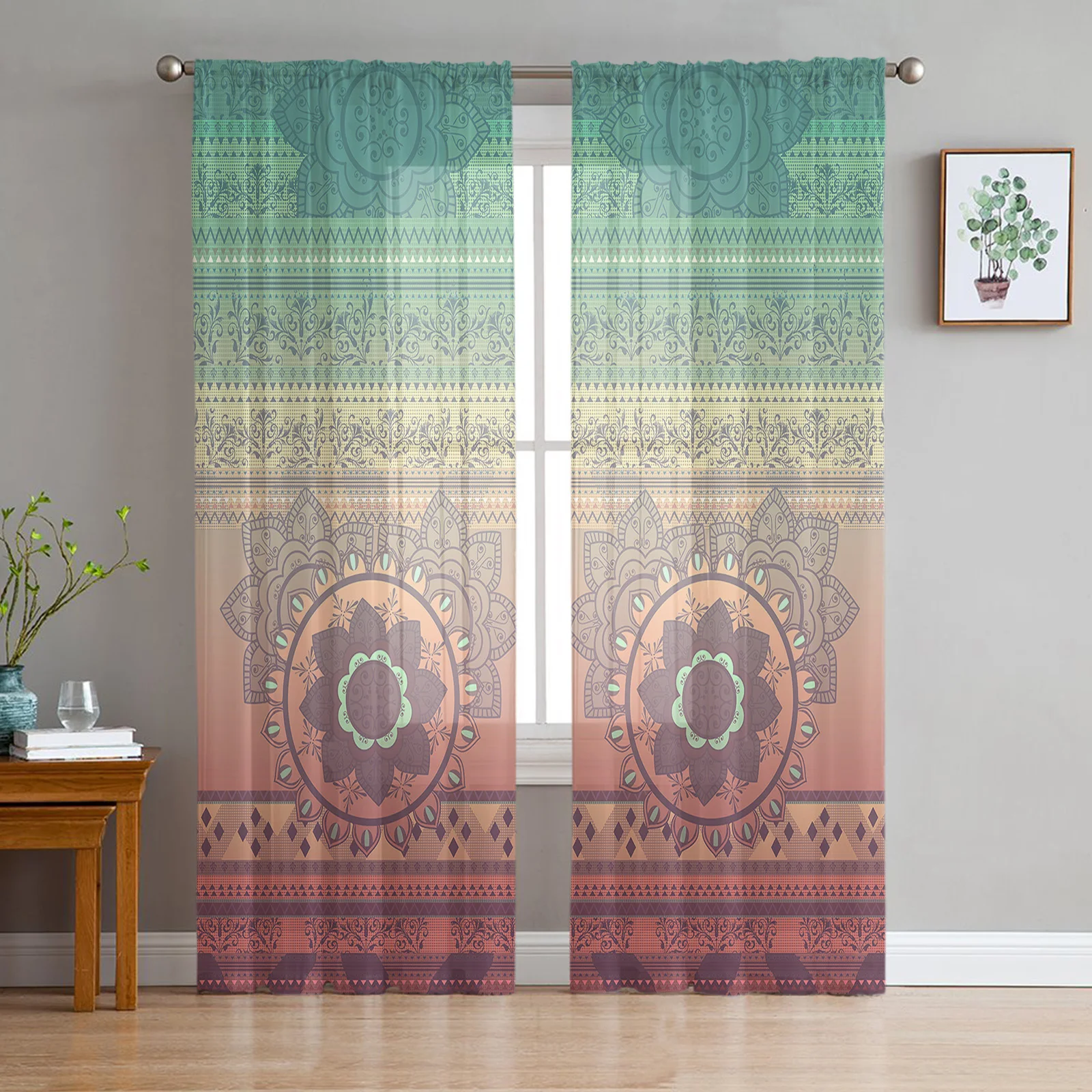 Mandala Boho Art Sheer Window Curtains for Bedroom The Living Room ...