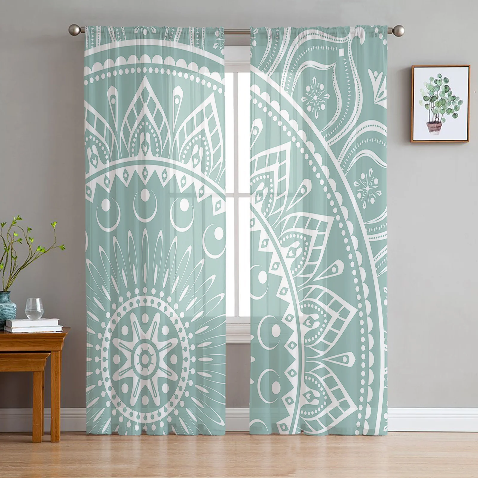 Mandala Boho Art Sheer Window Curtains for Bedroom The Living Room ...