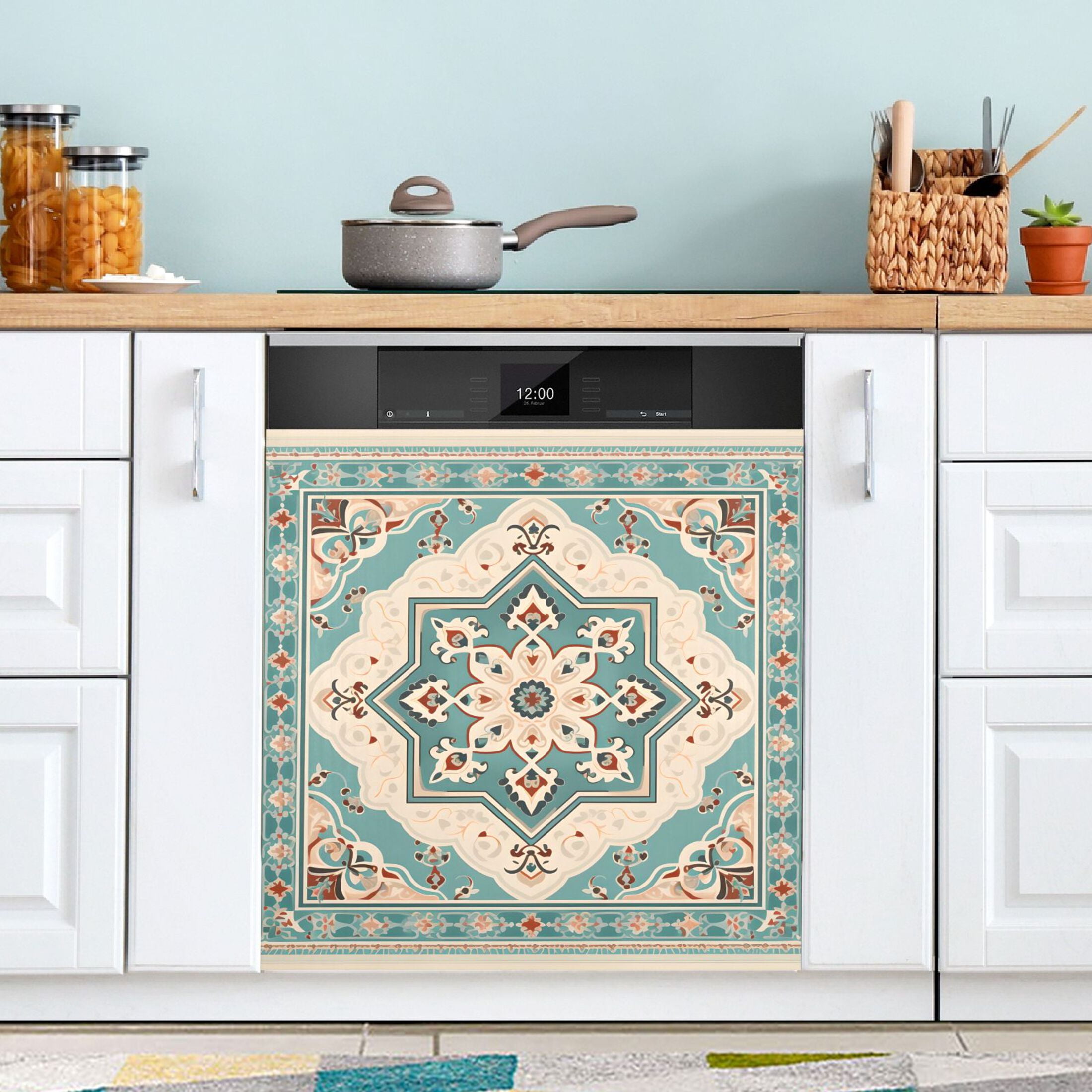 Mandala Bohomia Flower Blue Magnetic Dishwasher Cover Magnet ...