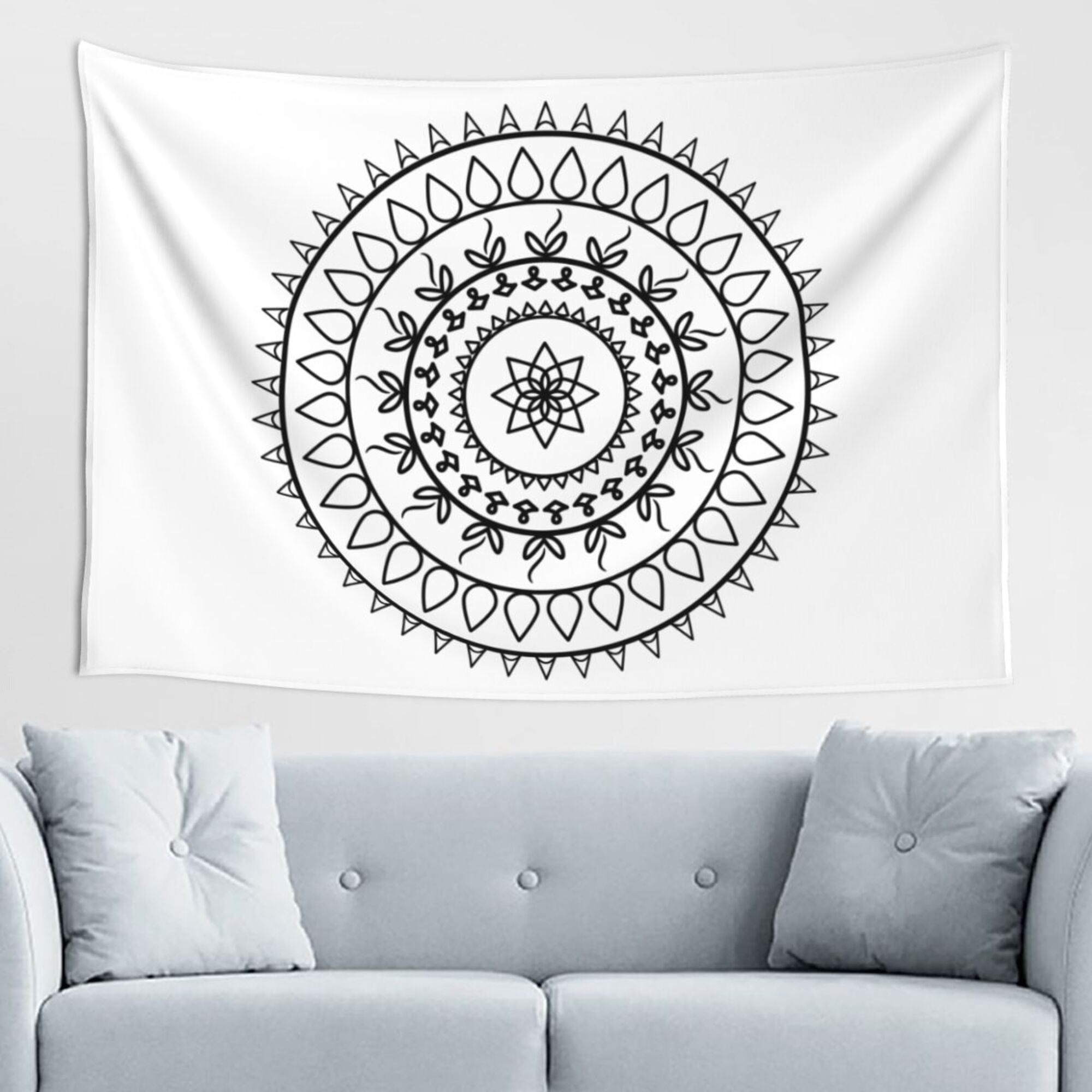 Mandala Circle Boho Floral Tapestry, Vintage Star Texture Wall Hanging ...
