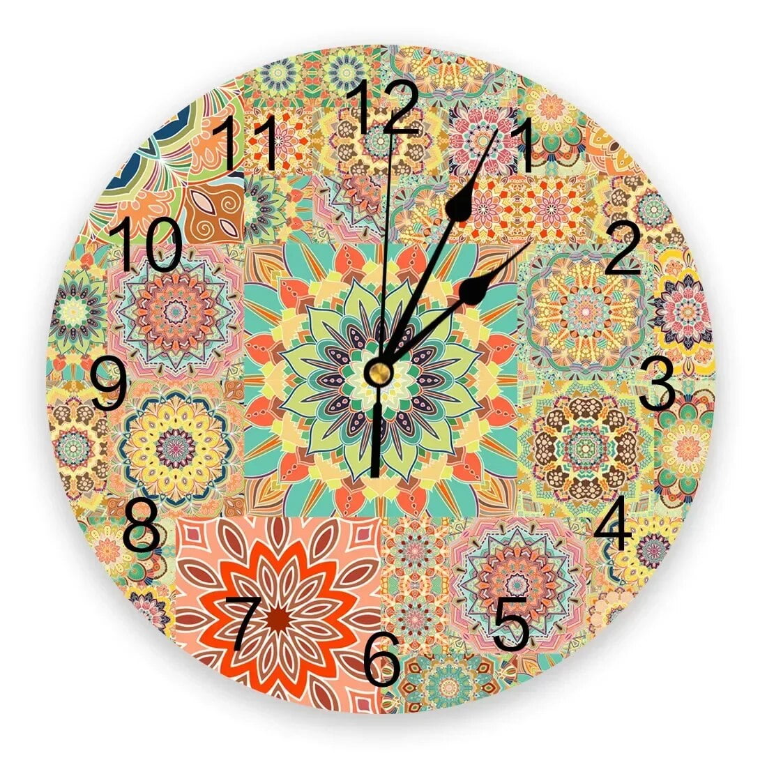 Mandala Colorful Wall Clock For Home Decoration Living Room Quartz ...