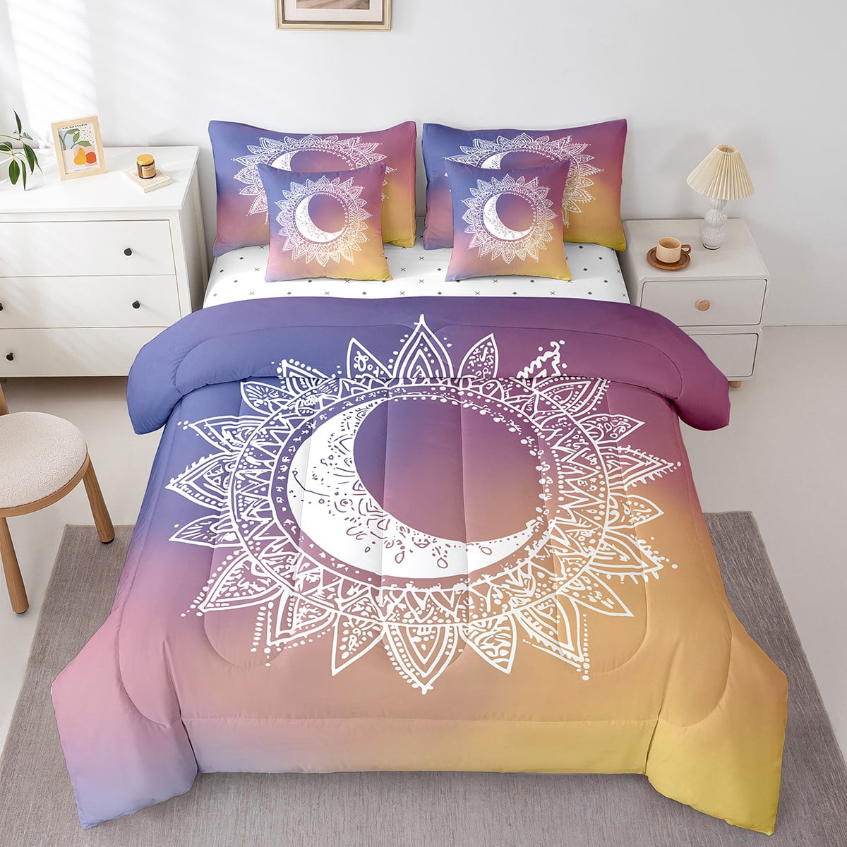 Mandala Comforter Set 7 Piece Bed in a Bag Twin,Exotic Boho Floral ...