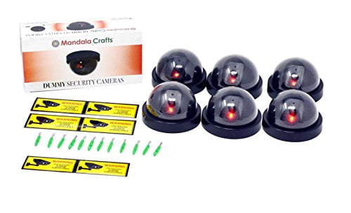 Mandala Crafts 6 Dummy Fake Security Dome Cameras with Flashing Red LED ...