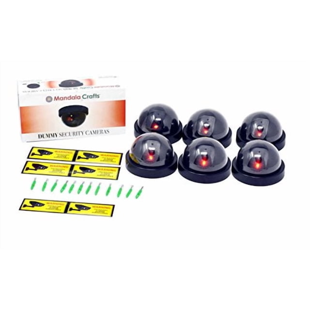 Mandala Crafts 6 Dummy Fake Security Dome Cameras with Flashing Red LED ...