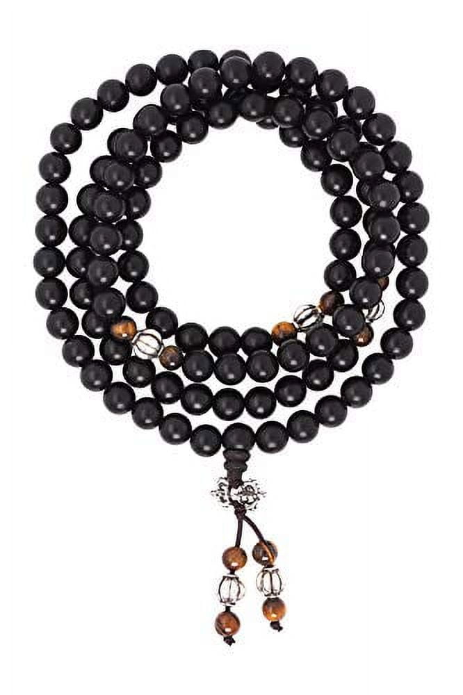 Mandala Crafts Natural Wood 108 Mala Prayer Beads Necklace, Bracelet ...