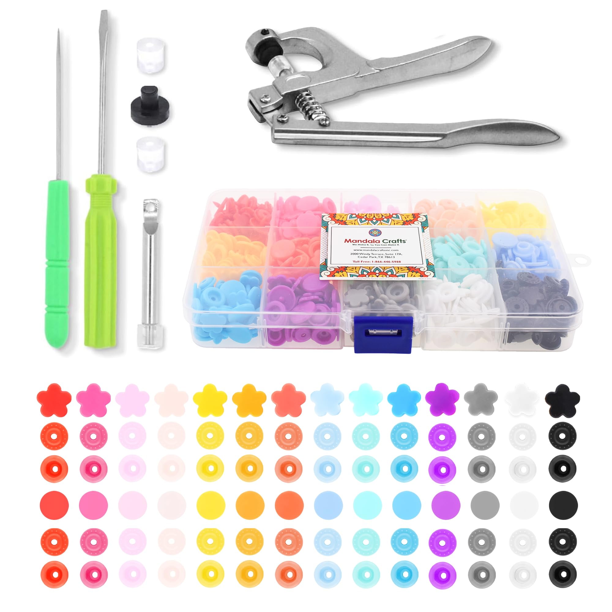 Mandala Crafts Plastic Snaps for Clothing - No-Sew Plastic Snap Buttons ...