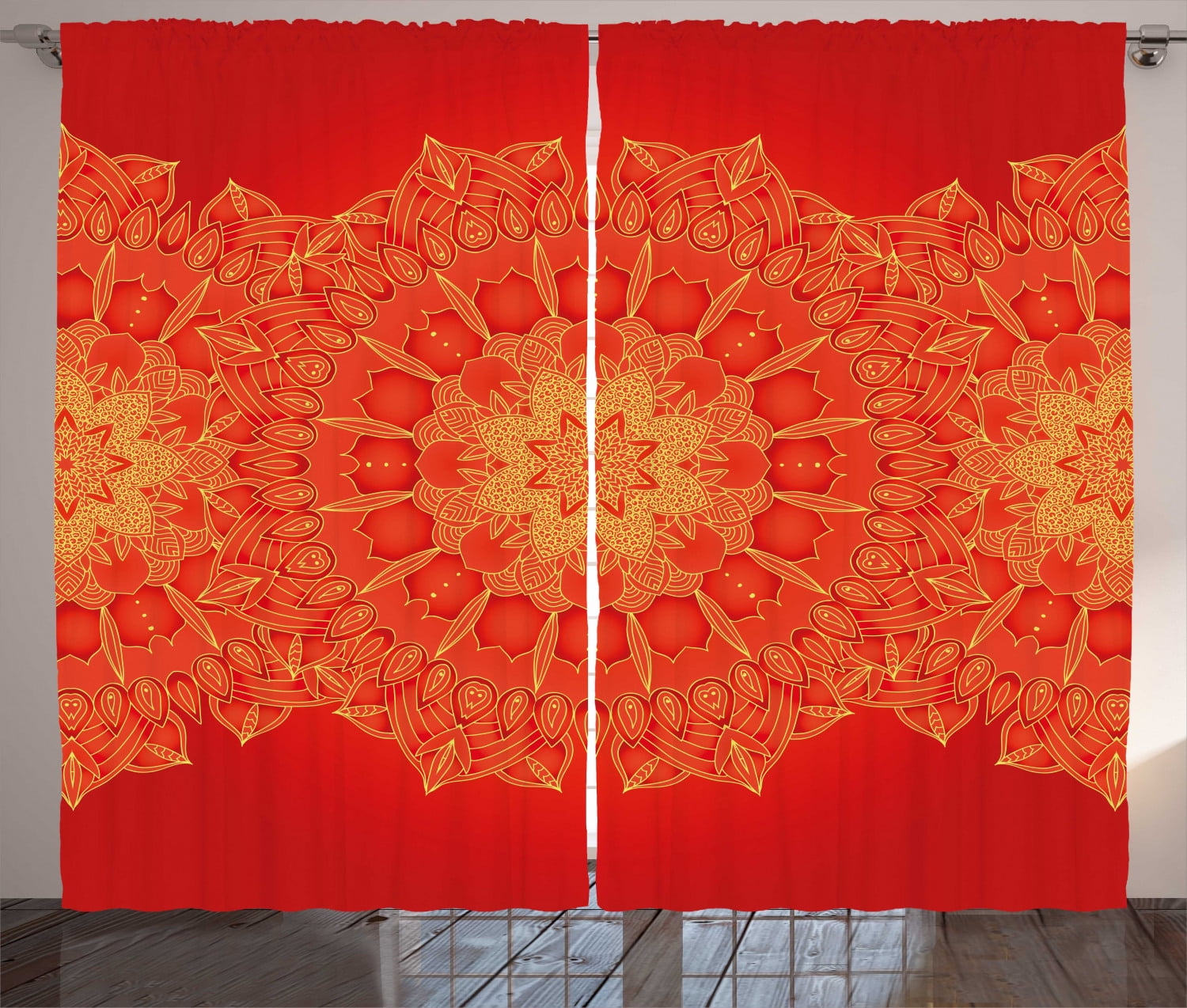 Ambesonne Mandala Curtains 2 Panel Set, Complex Exposure Swirls, 108" x ...