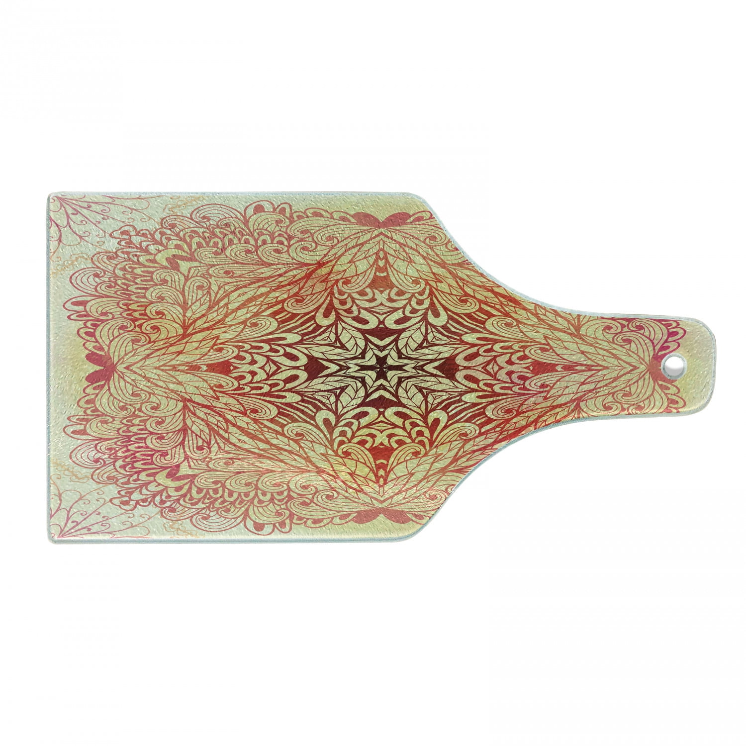 Mandala Cutting Board, Hand Drawn Ombre Doodle Style Flowers Swirls Ivy in Square Shape Image ...