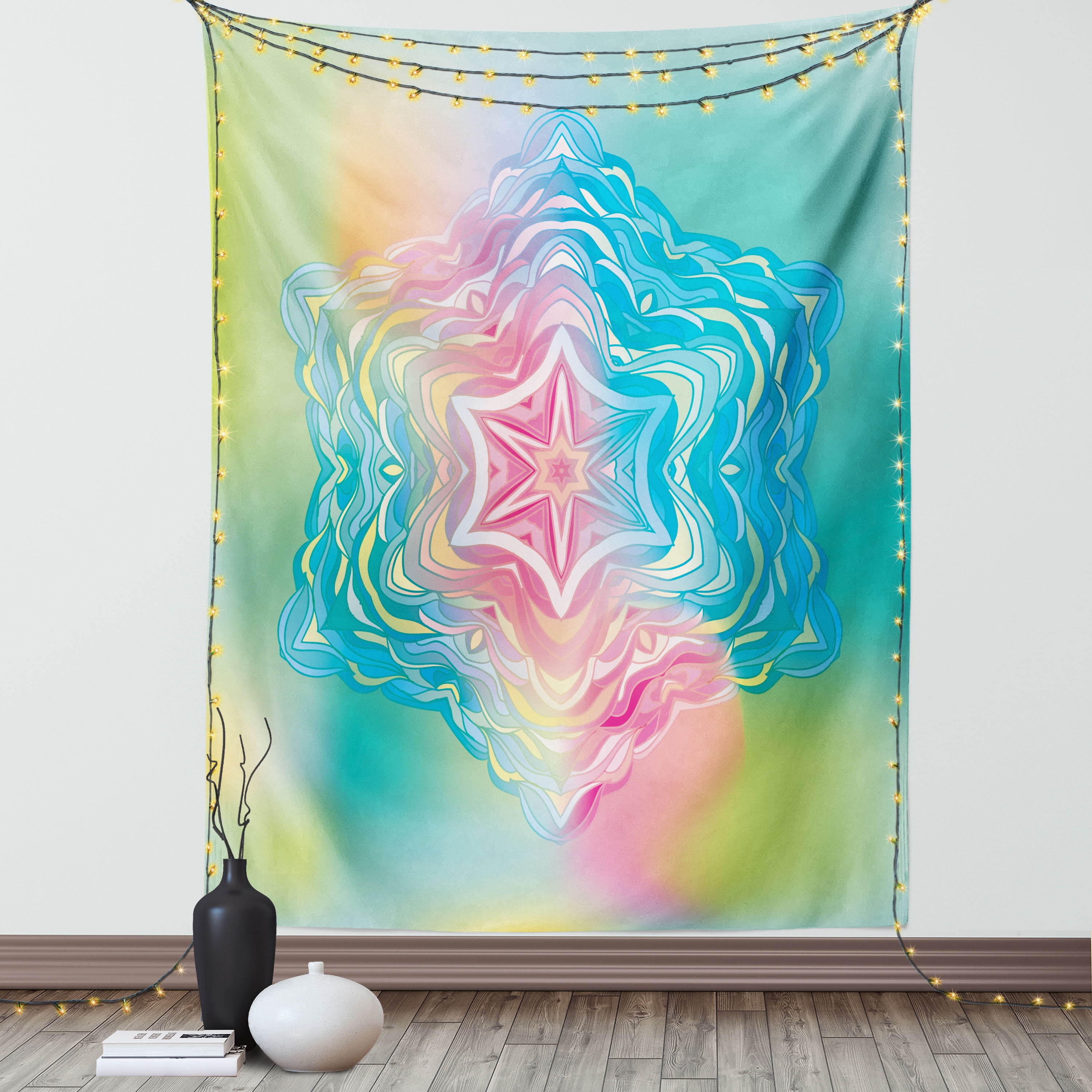 Mandala Decor Tapestry, Psychedelic Liquid Layered Digital Ethnic ...