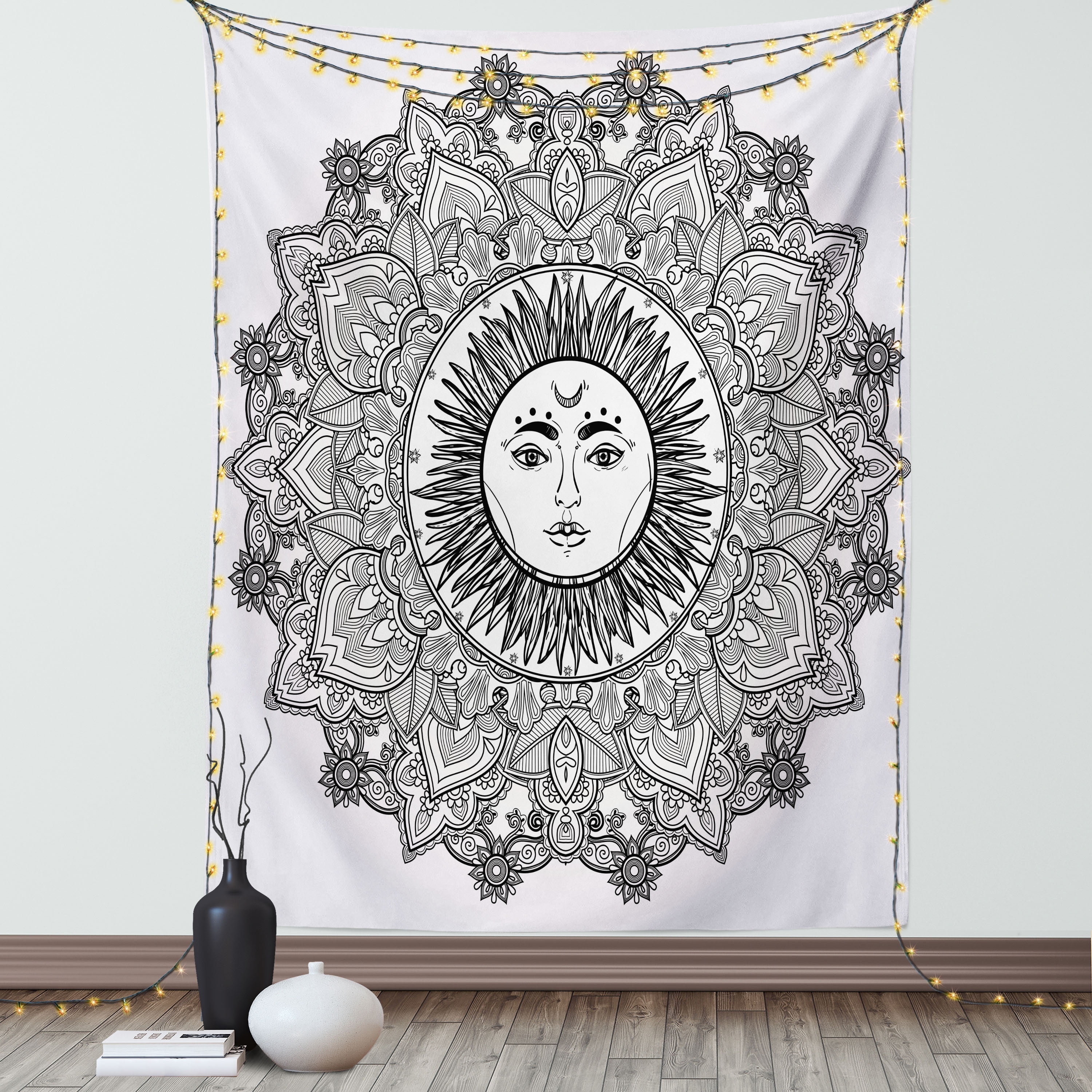 Mandala Decor Wall Hanging Tapestry, Sun Goddess Illustration Yantra ...