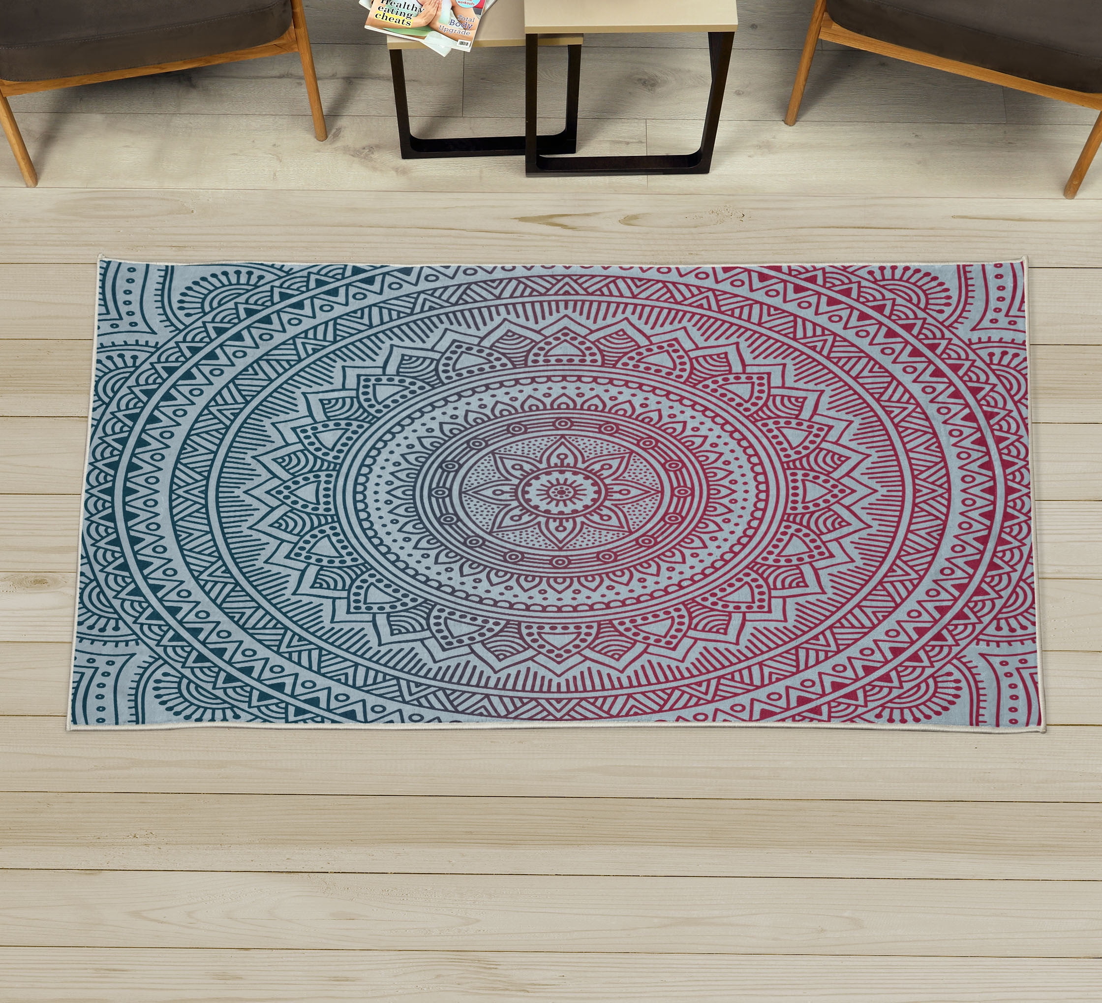 Mandala Decorative Rug, Abstract Floral Design with Themes Native South ...