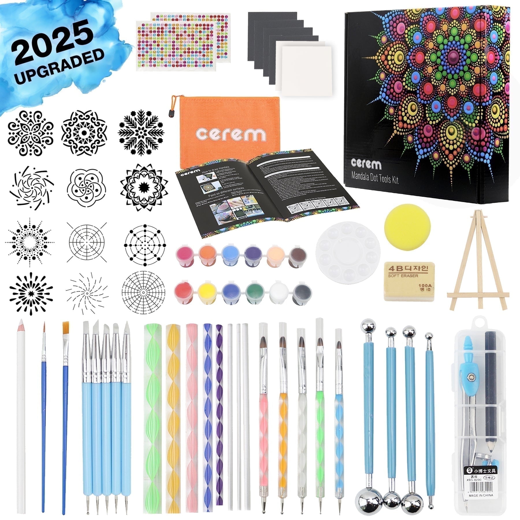 Cerem Mandala Dot Art Kit with Acrylic Paints & Stencils - DIY Rock ...