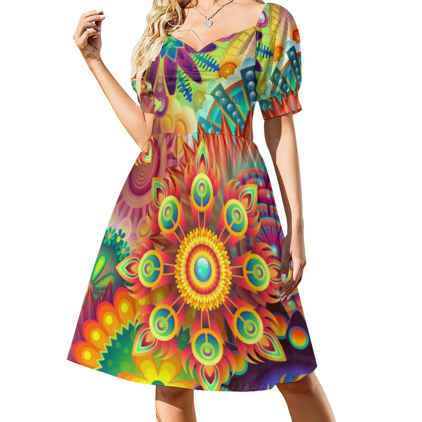 Mandala Dress Mexican Skeletons Floral Print Elegant Dresses Summer ...