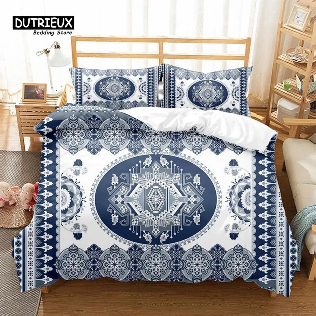 Mandala Duvet Cover Bohemia Exotic Flowers Geometric Print Bedding Set