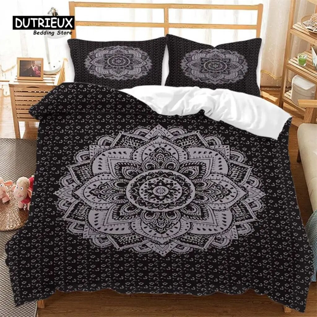 Mandala Duvet Cover Bohemian 3d Floral Bedding Set Microfiber Geometric