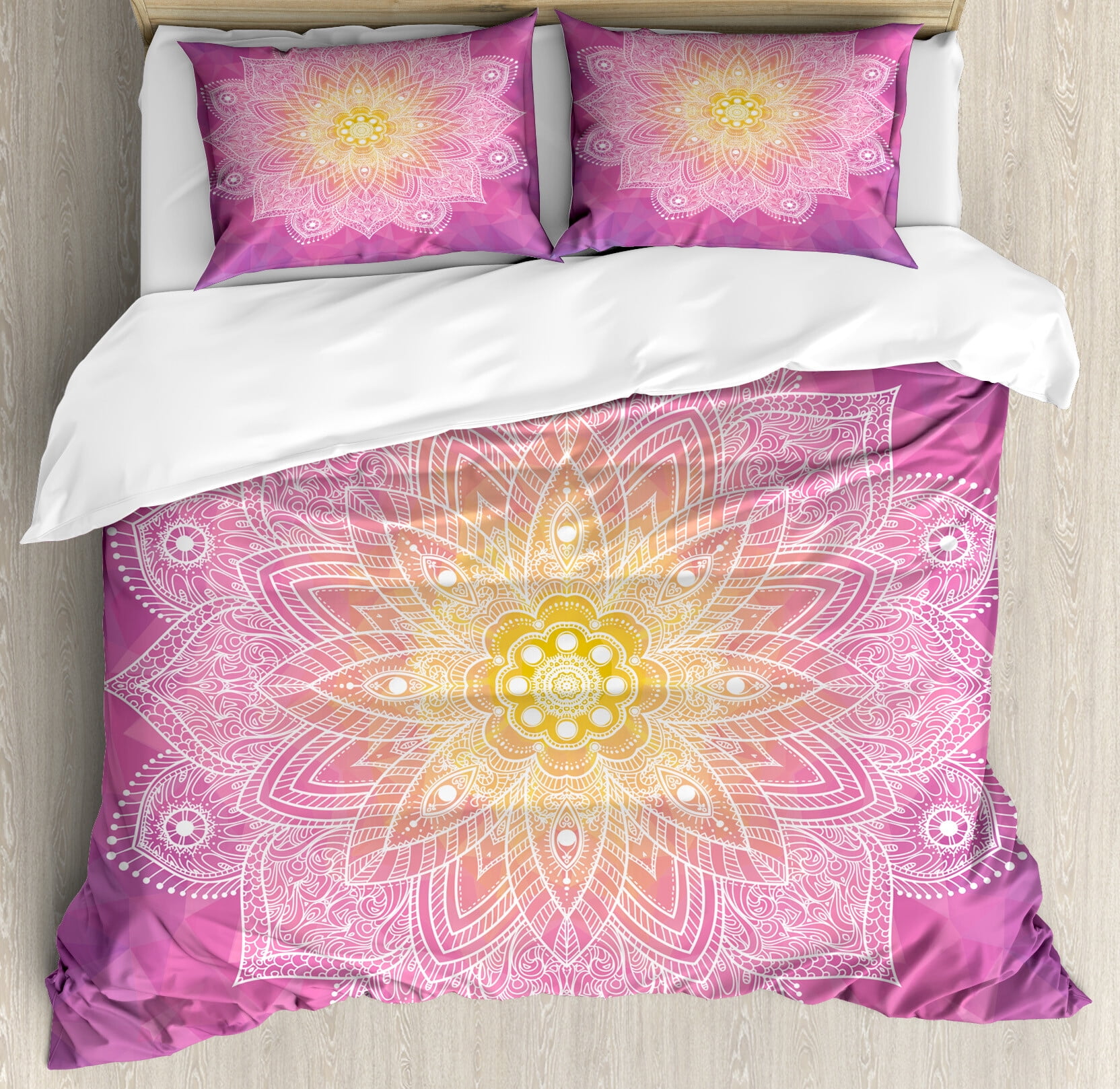 Mandala Duvet Cover Set, Digital Mandala Psychedelic Hidden Magic Force of Life, Decorative 3 ...