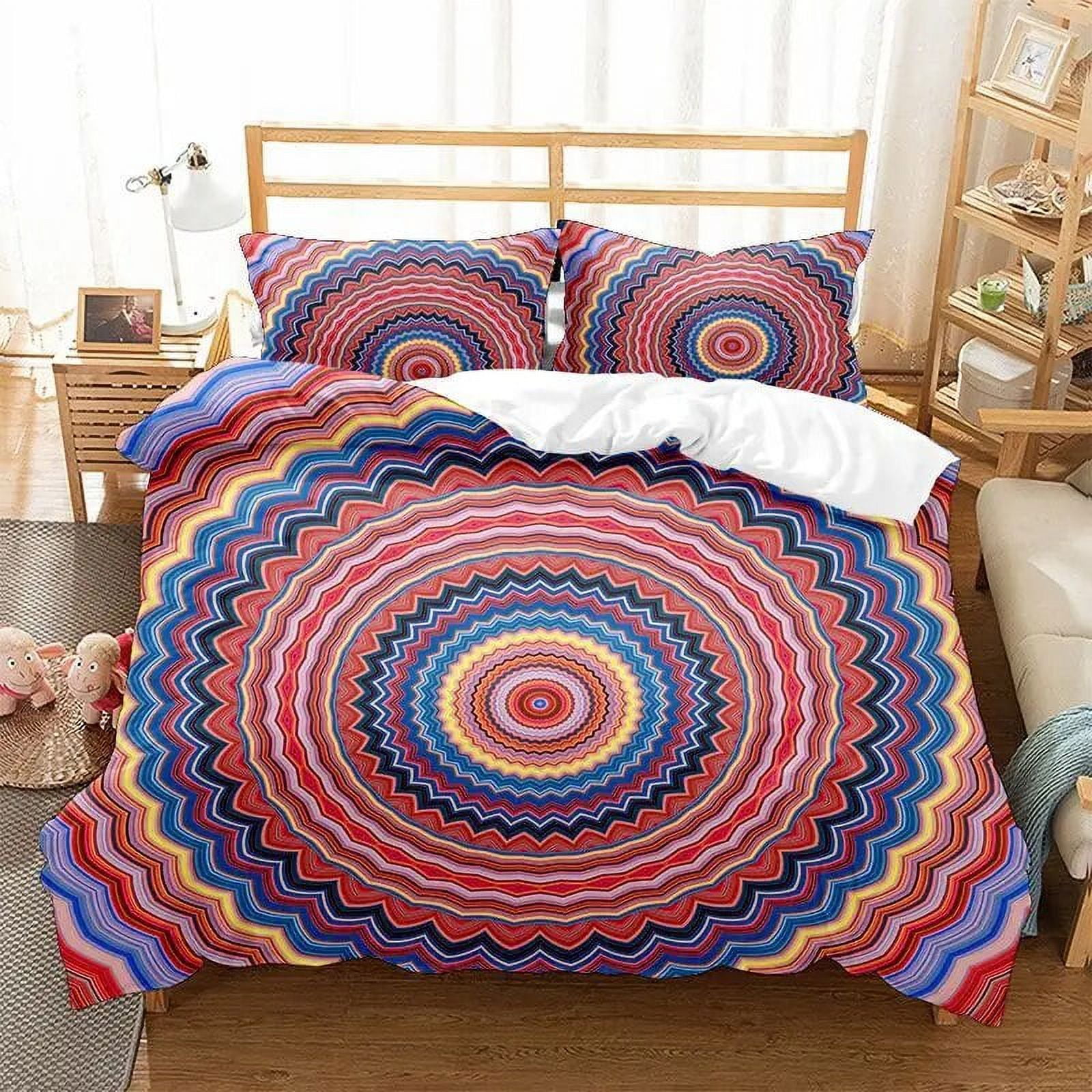 Mandala Duvet Cover Set King Size Bohemian Style Mandala Elephant