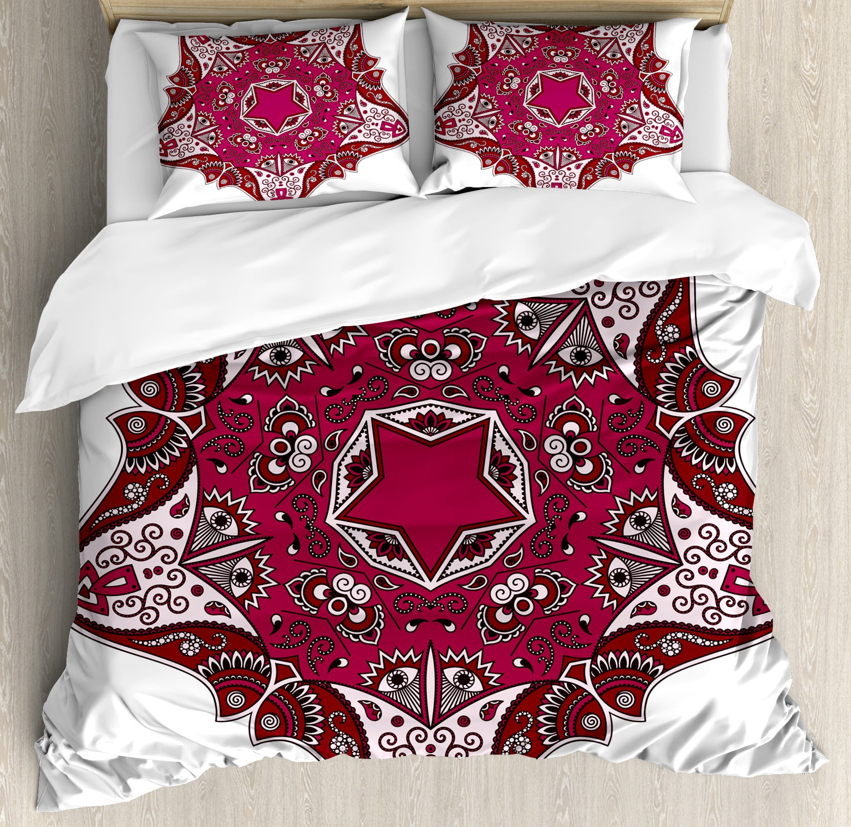 Mandala Duvet Cover Set, Maroon Universe and Bohemian with Effects ...